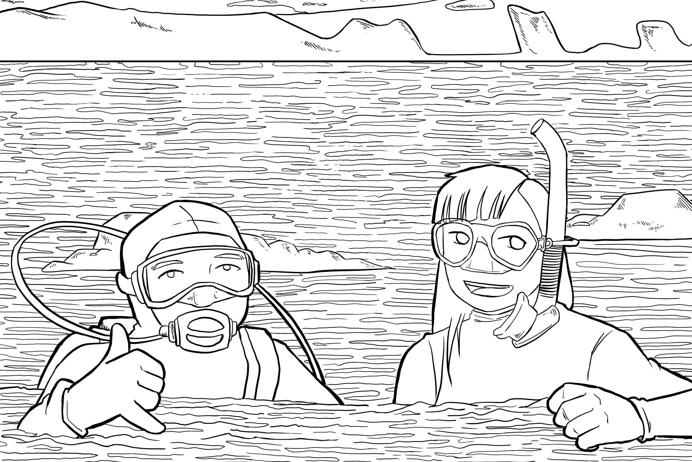 scuba diver and coloring pages